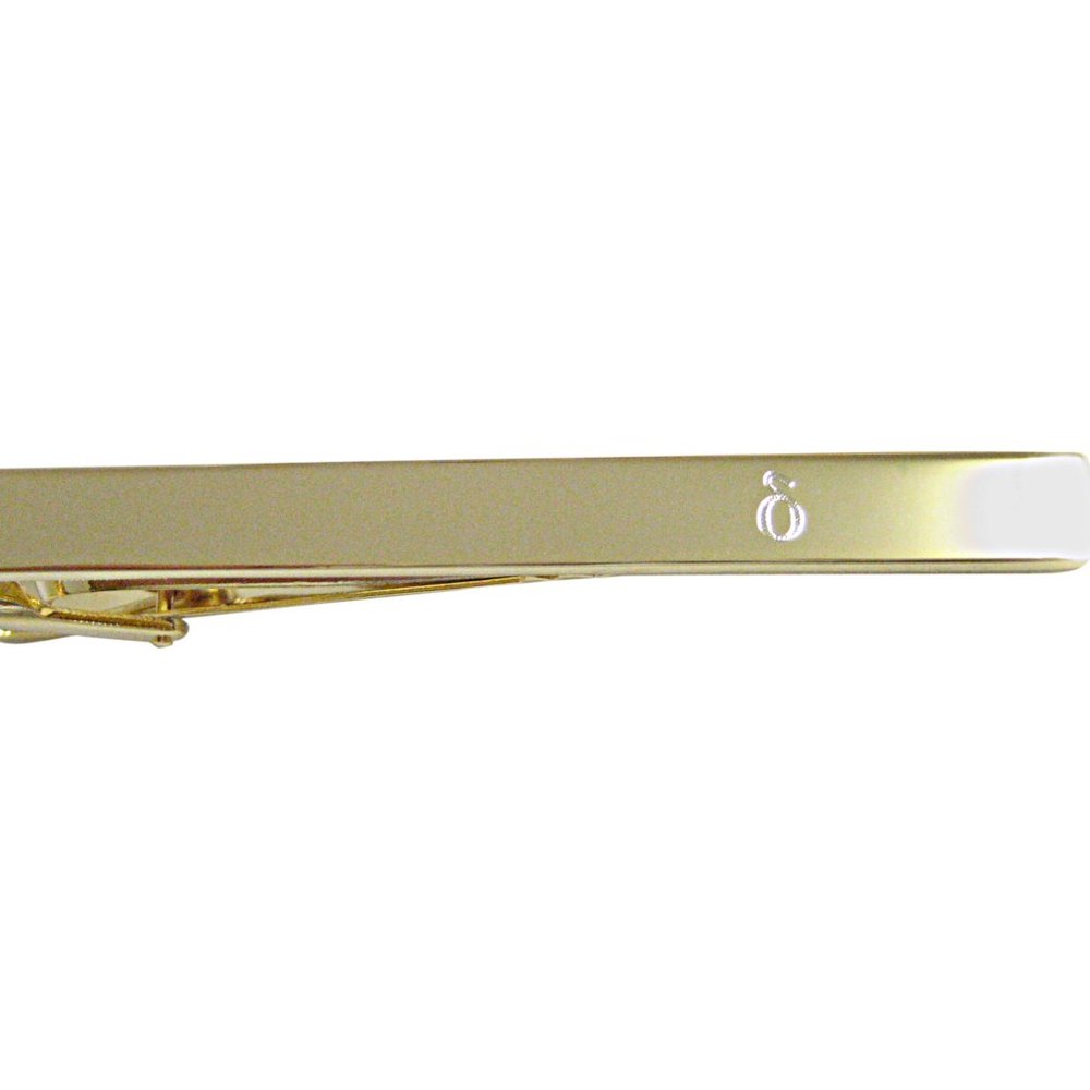 Gold Toned Etched Greek Letter Delta Tie Clip - Gem